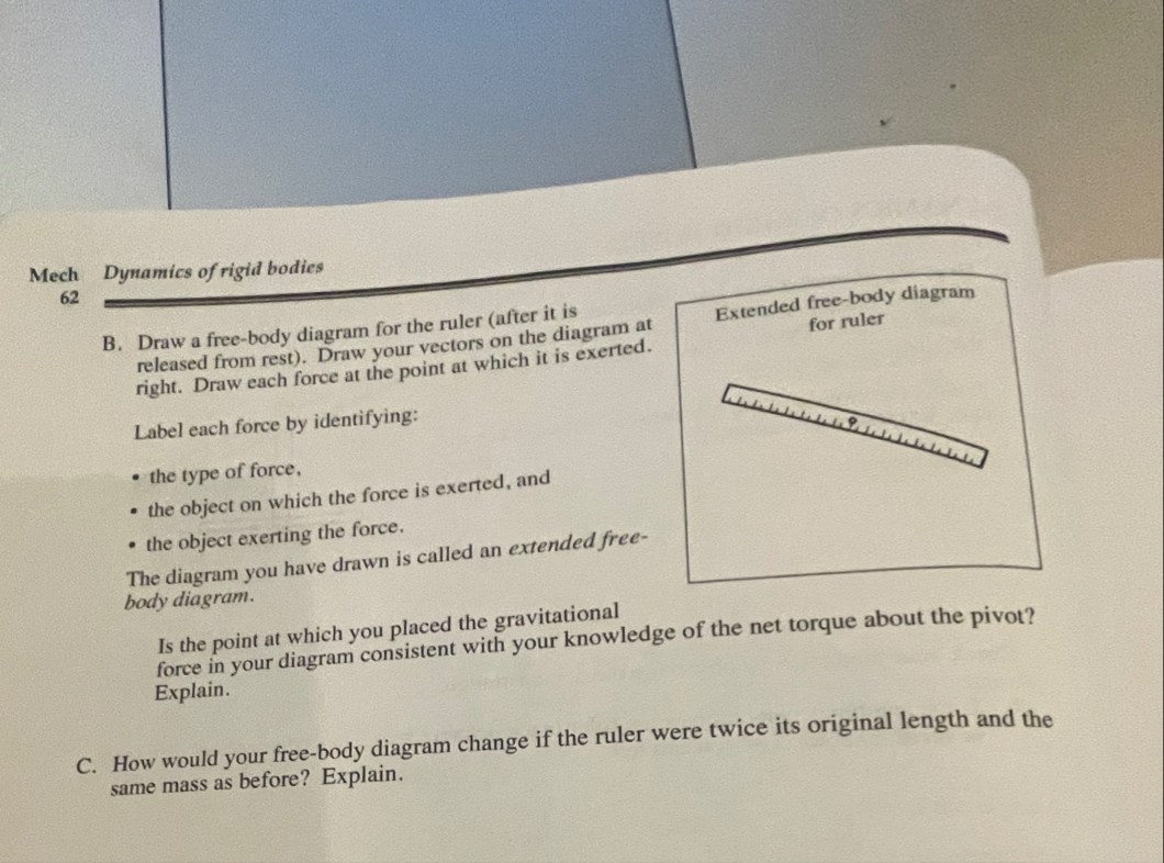 Solved Mech Dynamics of rigid bodies62B. ﻿Draw a free-body | Chegg.com