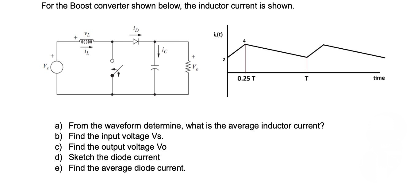 Solved For the Boost converter shown below, the inductor | Chegg.com