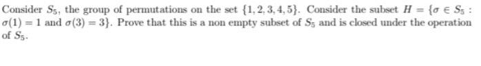 Solved Consider S5, the group of permutations on the set | Chegg.com