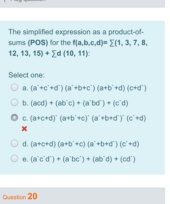 Solved The simplified expression as a product-of- sums (POS) | Chegg.com
