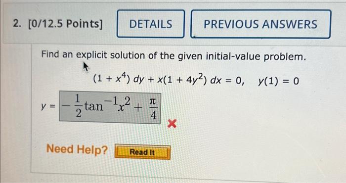 Solved Find an explicit solution of the given initial-value | Chegg.com