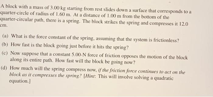 Solved A block with a mass of 3.00 kg starting from rest | Chegg.com