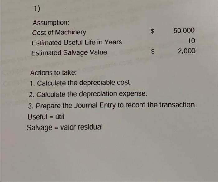 Solved Actions to take: 1. Calculate the depreciable cost. | Chegg.com