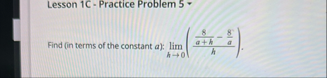 Solved Lesson 1C - ﻿Practice Problem 5 ﻿TFind (in terms of | Chegg.com