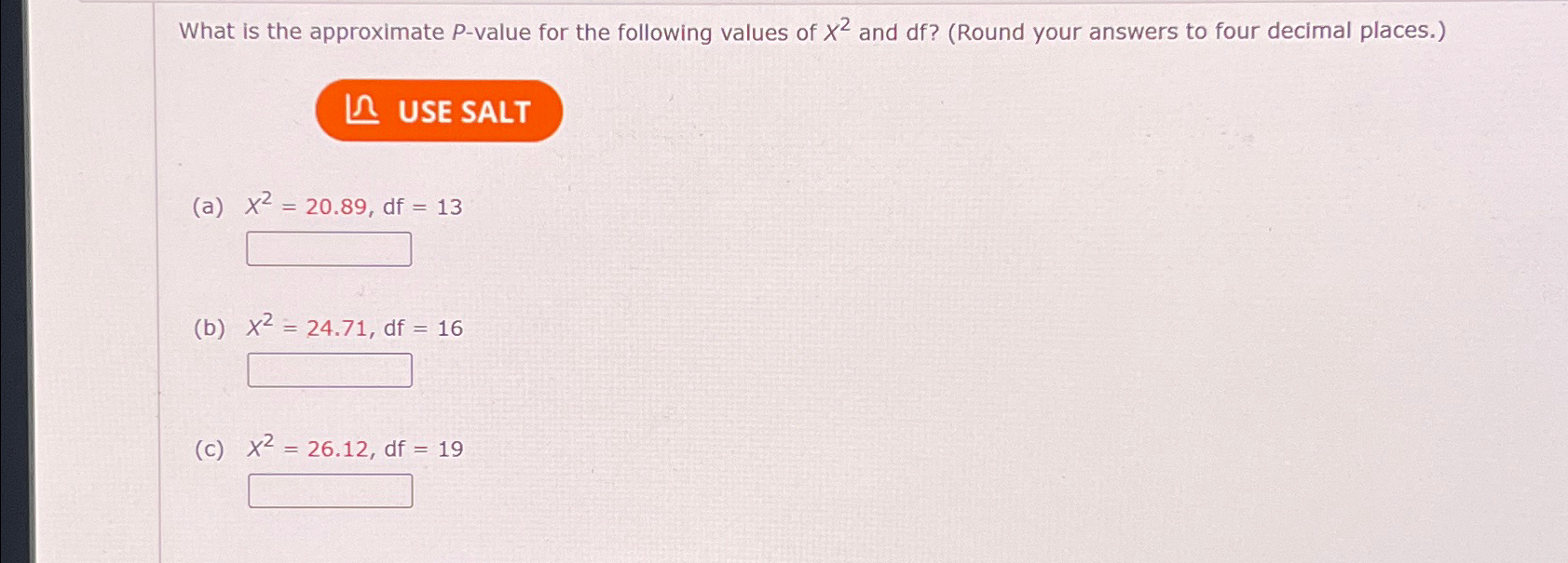 Solved What Is The Approximate P Value For The Following