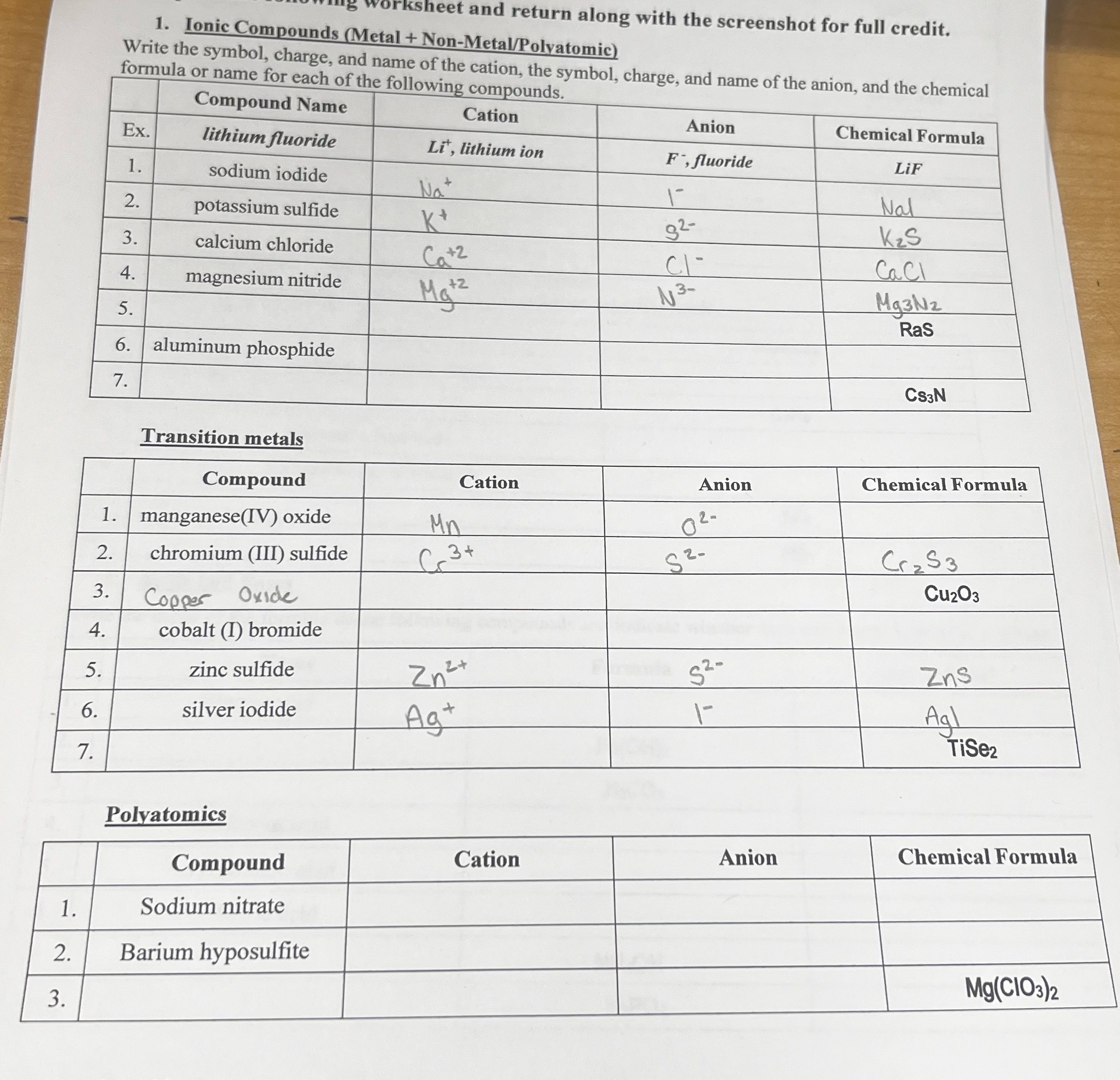 Please help me fill out this table | Chegg.com