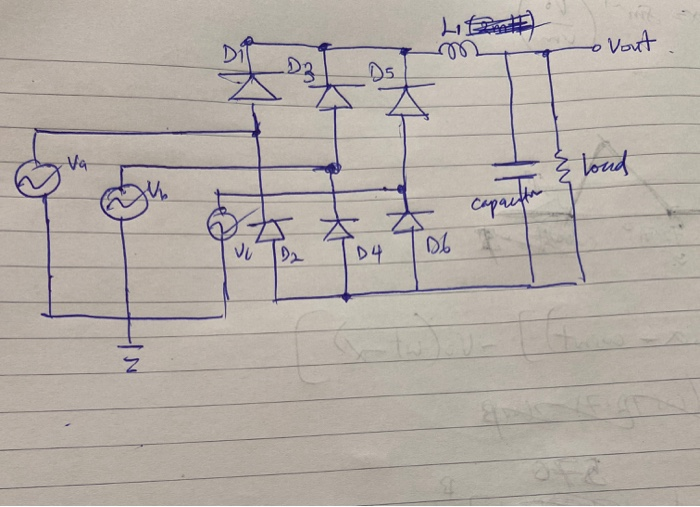 Solved if I have a three phase diode bridge rectifier with | Chegg.com