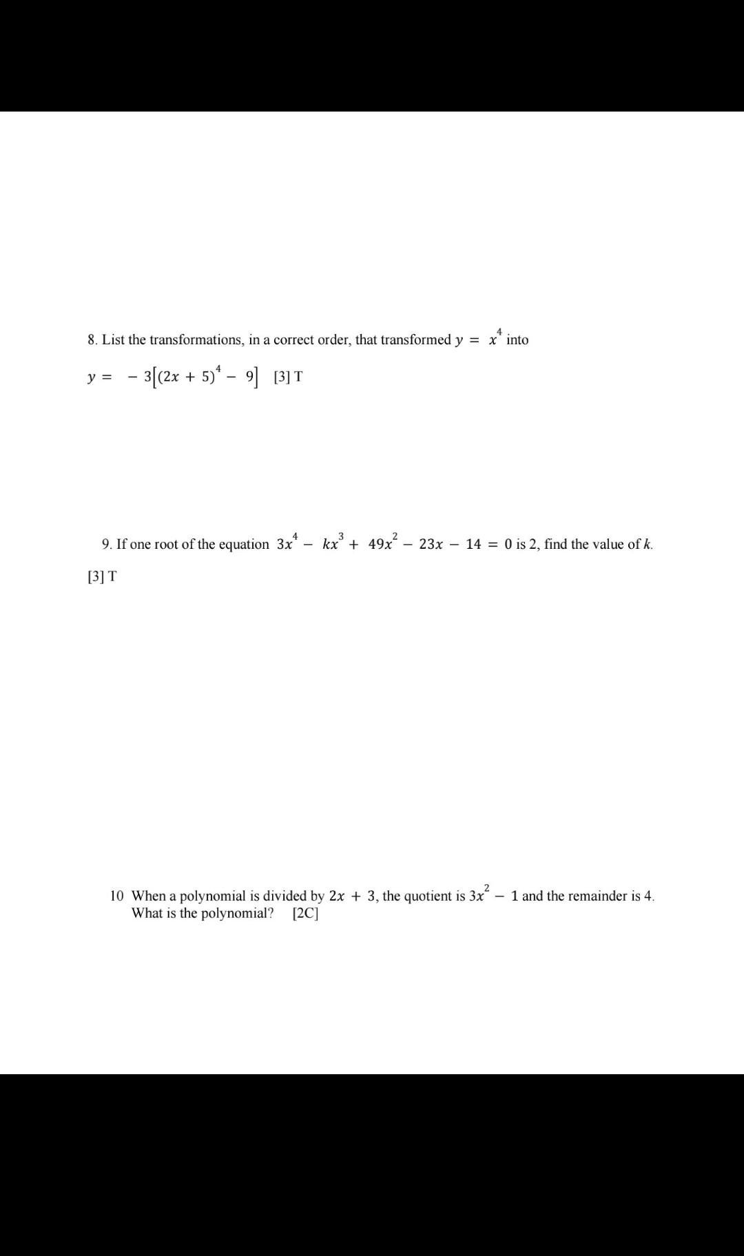 Solved 8. List the transformations, in a correct order, that | Chegg.com