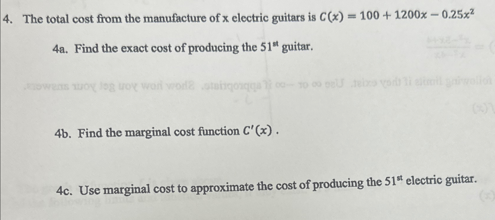 Solved The total cost from the manufacture of x ﻿electric | Chegg.com