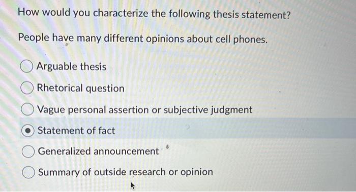 How would you characterize the following thesis | Chegg.com