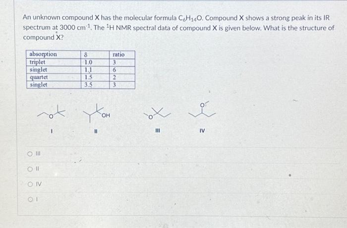 Solved An unknown compound X has the molecular formula | Chegg.com