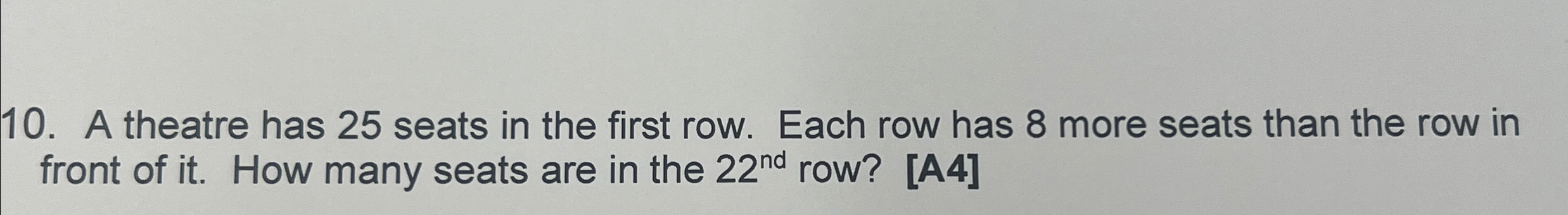 Solved A theatre has 25 ﻿seats in the first row. Each row | Chegg.com