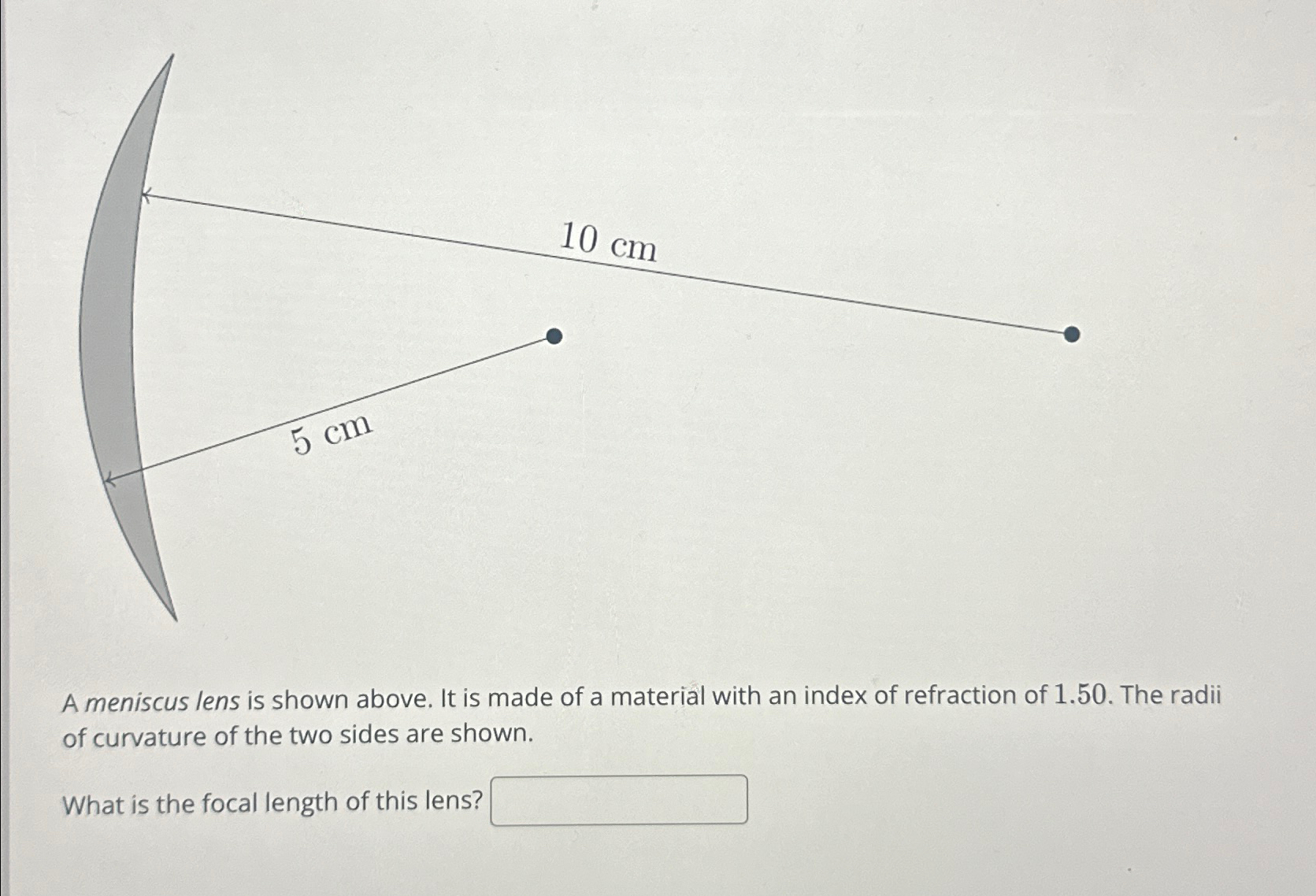 Solved A meniscus lens is shown above. It is made of a | Chegg.com