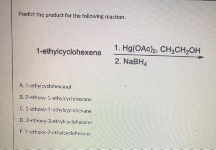 Solved Predict the product for the following reaction. | Chegg.com