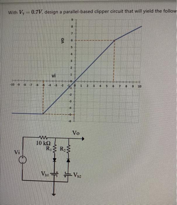 Solved With V, = 0.7V, design a parallel-based clipper | Chegg.com
