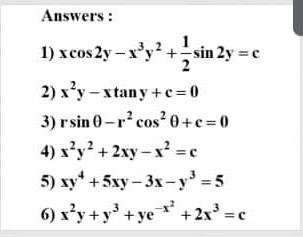 Solved Solve the following exact equations: 1) (cos 2y - | Chegg.com