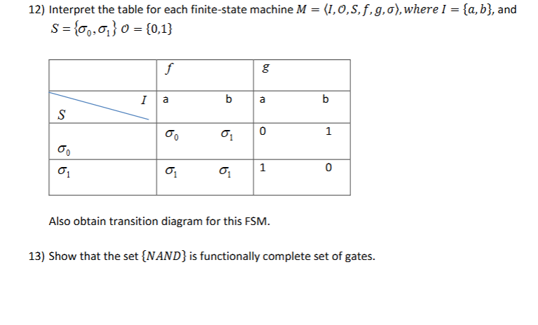 Solved Interpret the table for each finite-state machine | Chegg.com