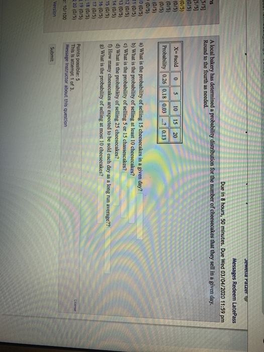 Solved Jewear Patzer Messages Redeem LatePass Due in 8 | Chegg.com