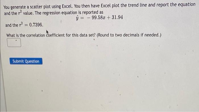 Solved You generate a scatter plot using Excel. You then | Chegg.com