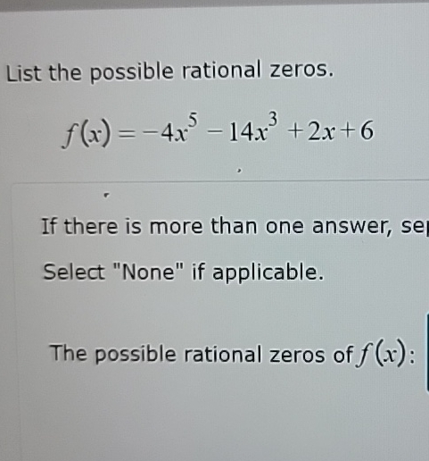 Solved List the possible rational | Chegg.com