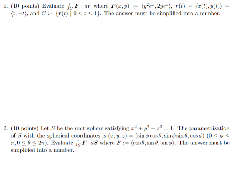 Solved (10 ﻿points) ﻿Let S ﻿be the unit sphere satisfying | Chegg.com