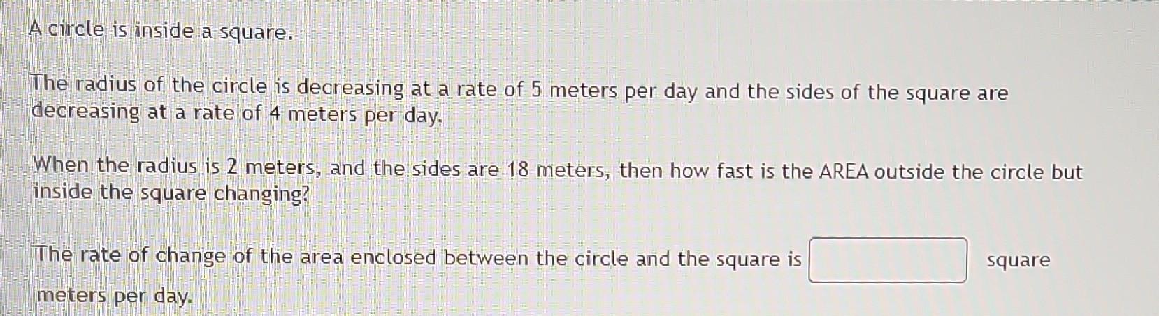 Solved The radius of the circle is decreasing at a rate of 5 | Chegg.com