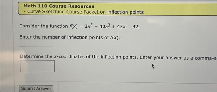 Solved Math 110 Course Resources - Curve Sketching Course | Chegg.com