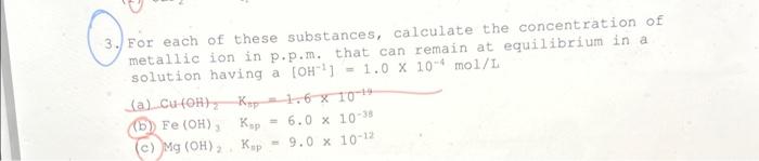 Solved 3. For each of these substances, calculate the | Chegg.com
