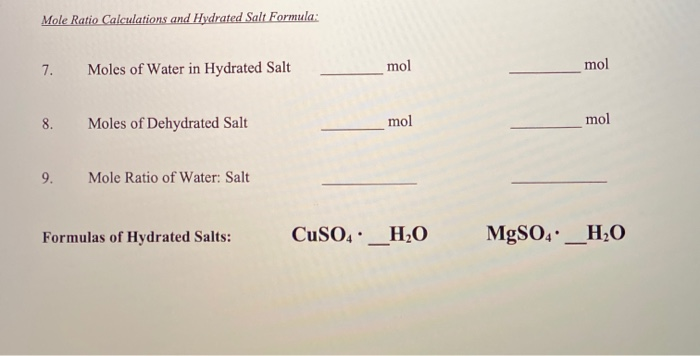 Solved Water Content & Empirical Formulas for Hydrated | Chegg.com