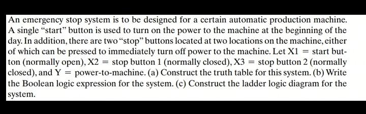 Solved An emergency stop system is to be designed for a | Chegg.com