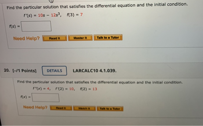 Solved Find the particular solution that satisfies the | Chegg.com