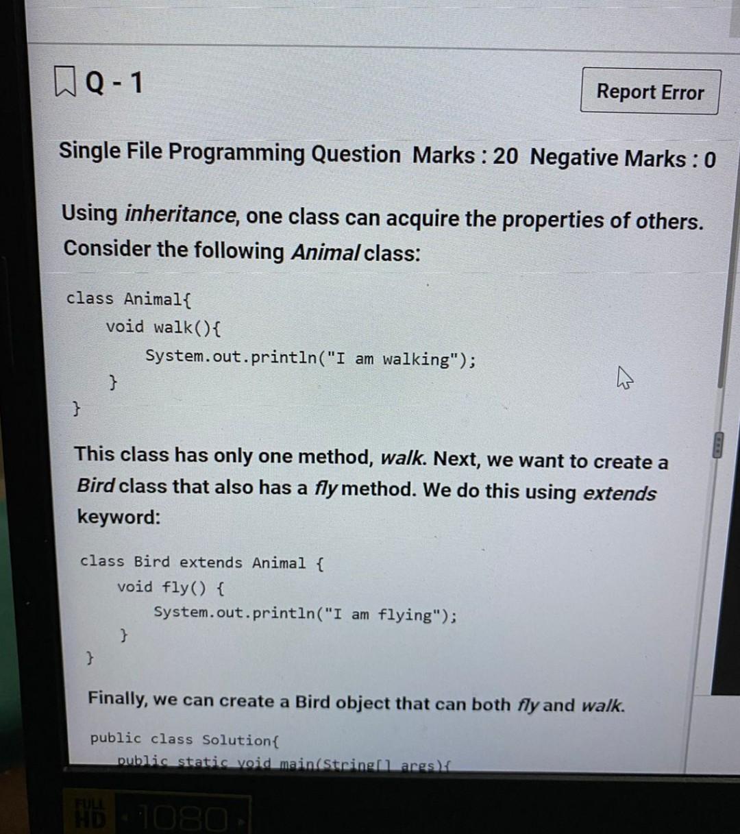 Solved Q 1 Report Error Single File Programming Question 2254