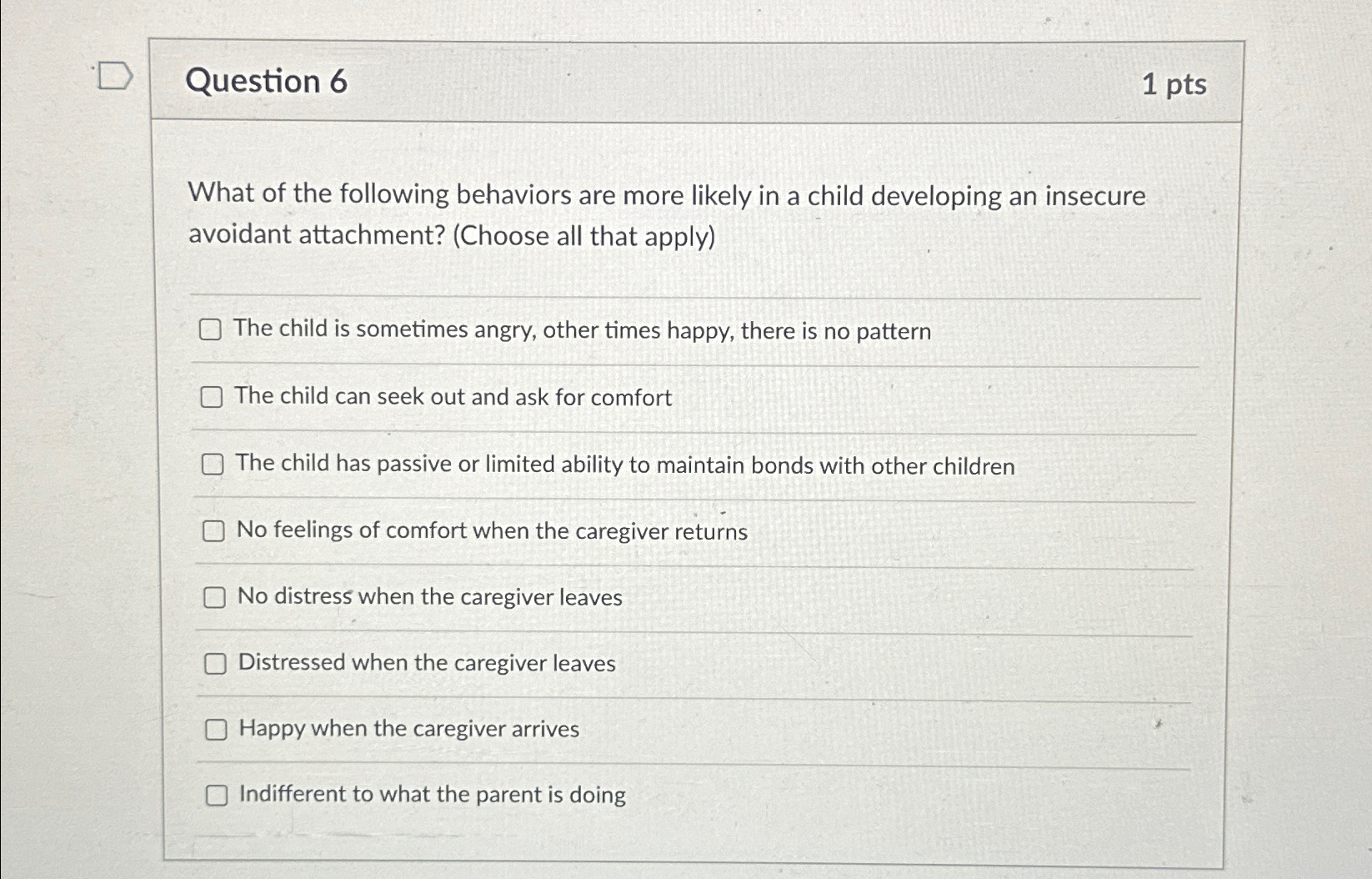 Solved Question 61ptsWhat of the following behaviors are | Chegg.com