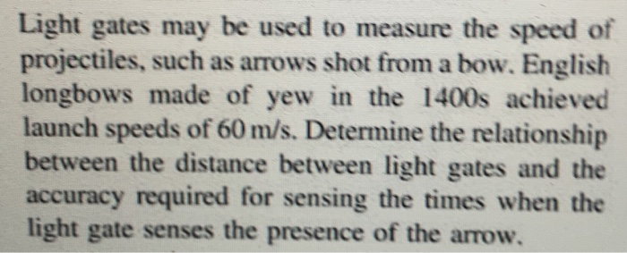 Solved Light gates may be used to measure the speed of | Chegg.com