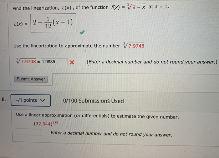 Solved Find The Linearization L X Of The Function F X