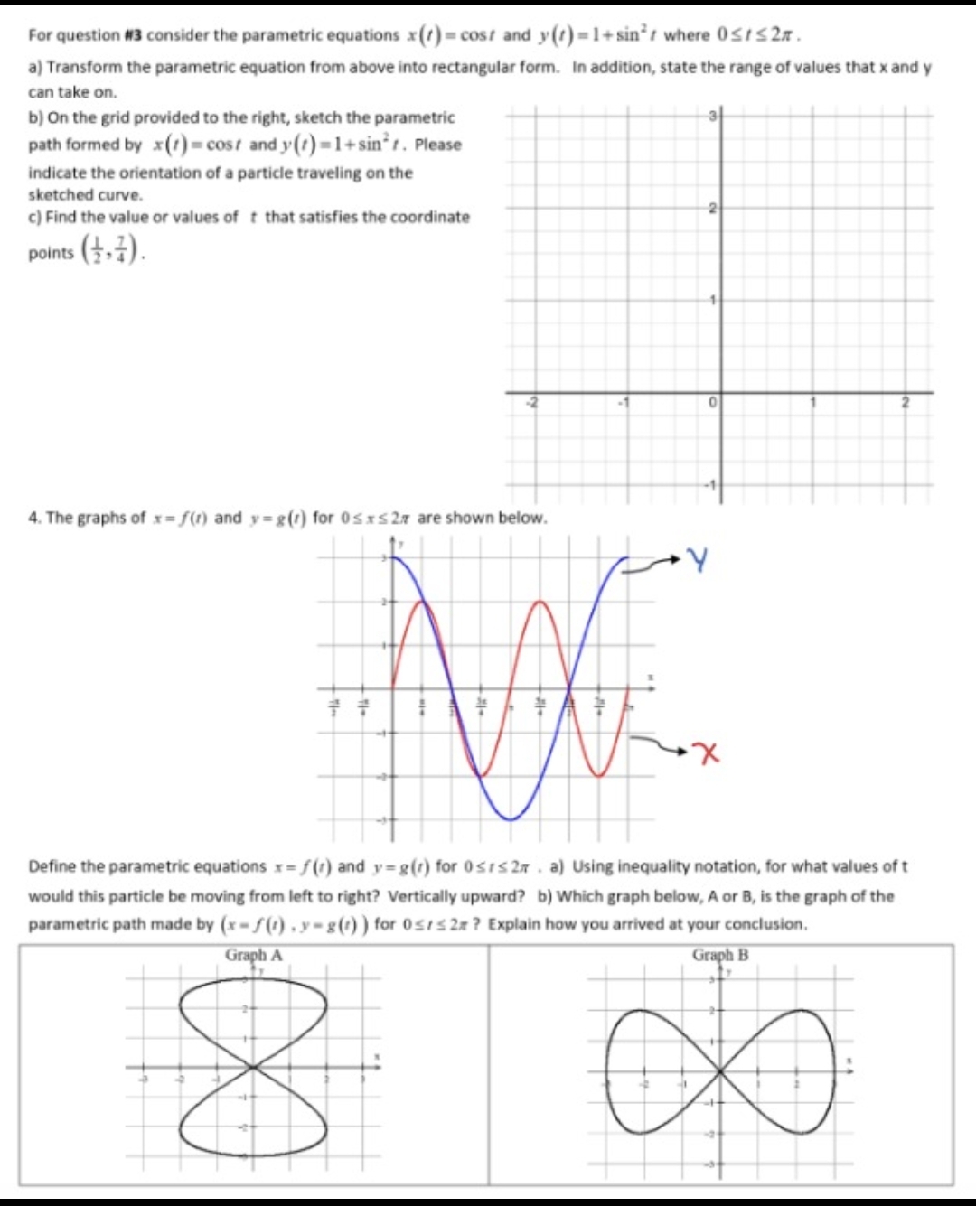 Solved For question $3 ﻿consider the parametric equations | Chegg.com