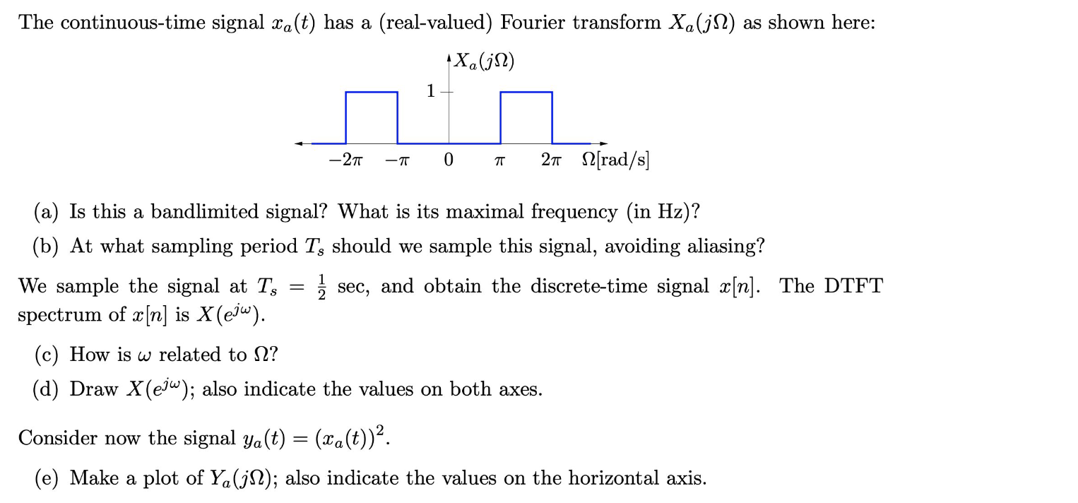 Solved The continuous-time signal x_(a)(t) ﻿has a | Chegg.com