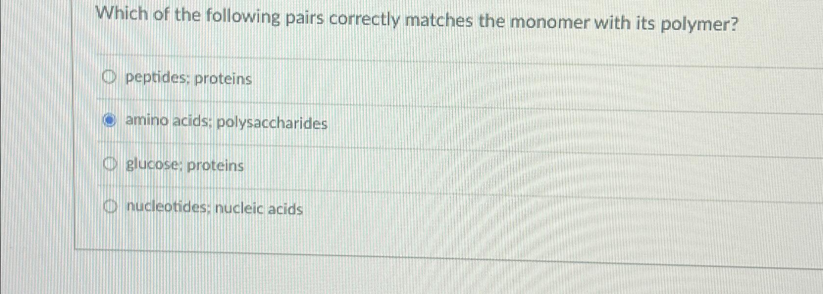 Solved Which of the following pairs correctly matches the | Chegg.com