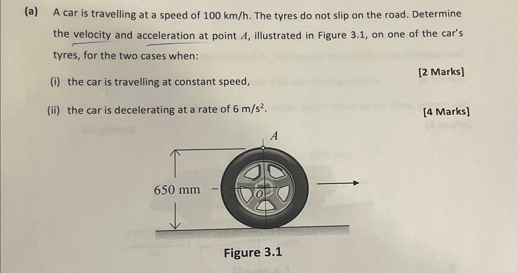 Solved (a) ﻿A car is travelling at a speed of 100kmh. ﻿The | Chegg.com