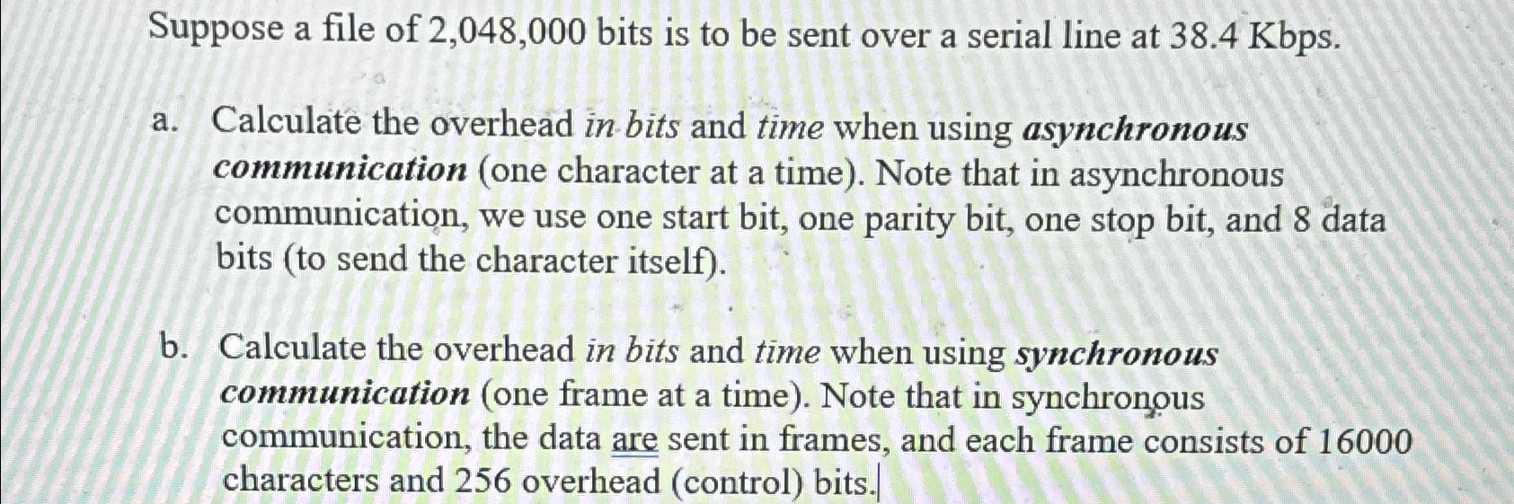 Solved Suppose a file of 2,048,000 ﻿bits is to be sent over | Chegg.com