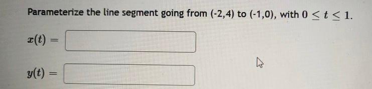 Solved Parameterize the line segment going from (-2,4) to | Chegg.com