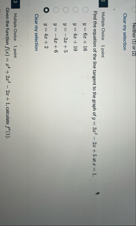 Solved Neither (1) ﻿or (2)Clear my selectionMultiple Choice | Chegg.com