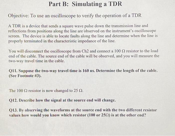 Solved Part B: Simulating a TDR Objective: To use an | Chegg.com