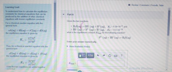 Solved Review Constants Periodic Table Part A Learning Goal | Chegg.com