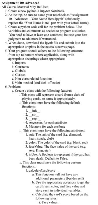 Solved 10 - Advanced - Your Name Here.ipynb" (obviously, | Chegg.com