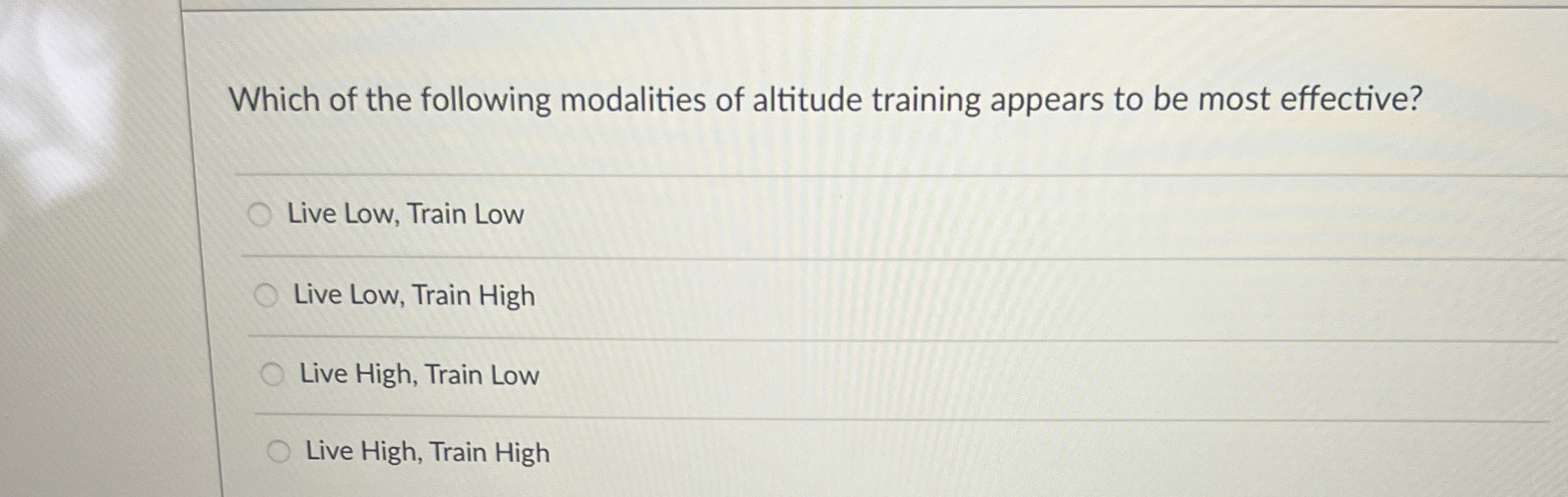 Solved Which of the following modalities of altitude | Chegg.com