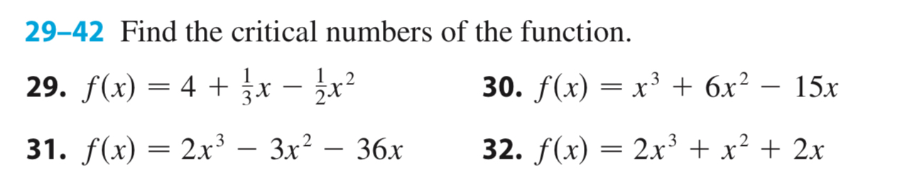 Solved 29-42 ﻿Find the critical numbers of the | Chegg.com