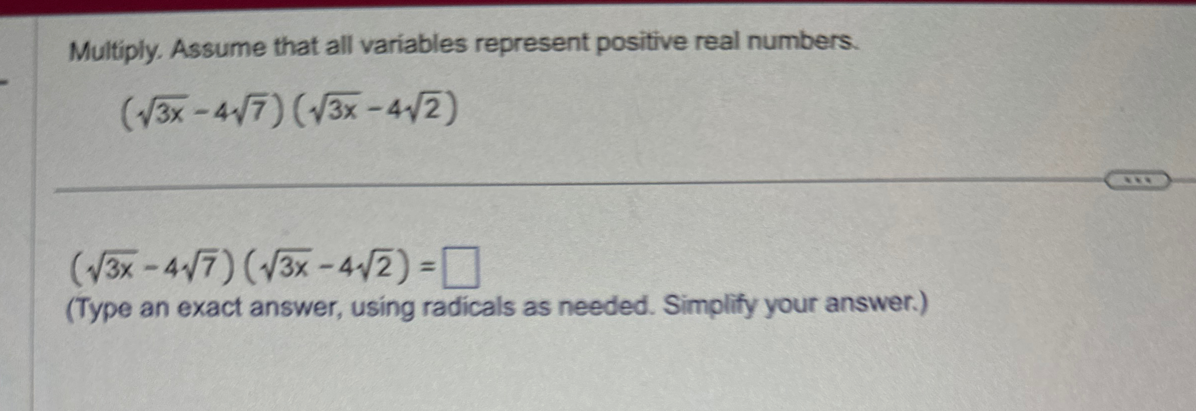 Solved Multiply. Assume that all variables represent | Chegg.com