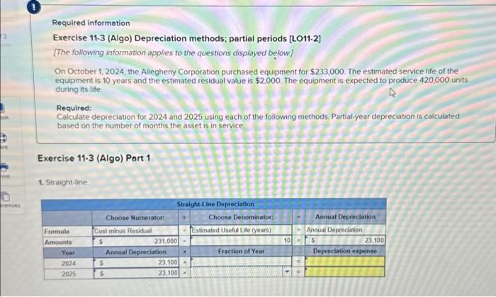 Solved Required informotion Exercise 11-3 (Algo) | Chegg.com