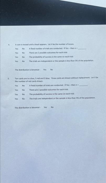 Solved 3. 2. Sec 5.2 - Identifying Binomial Distributions | Chegg.com